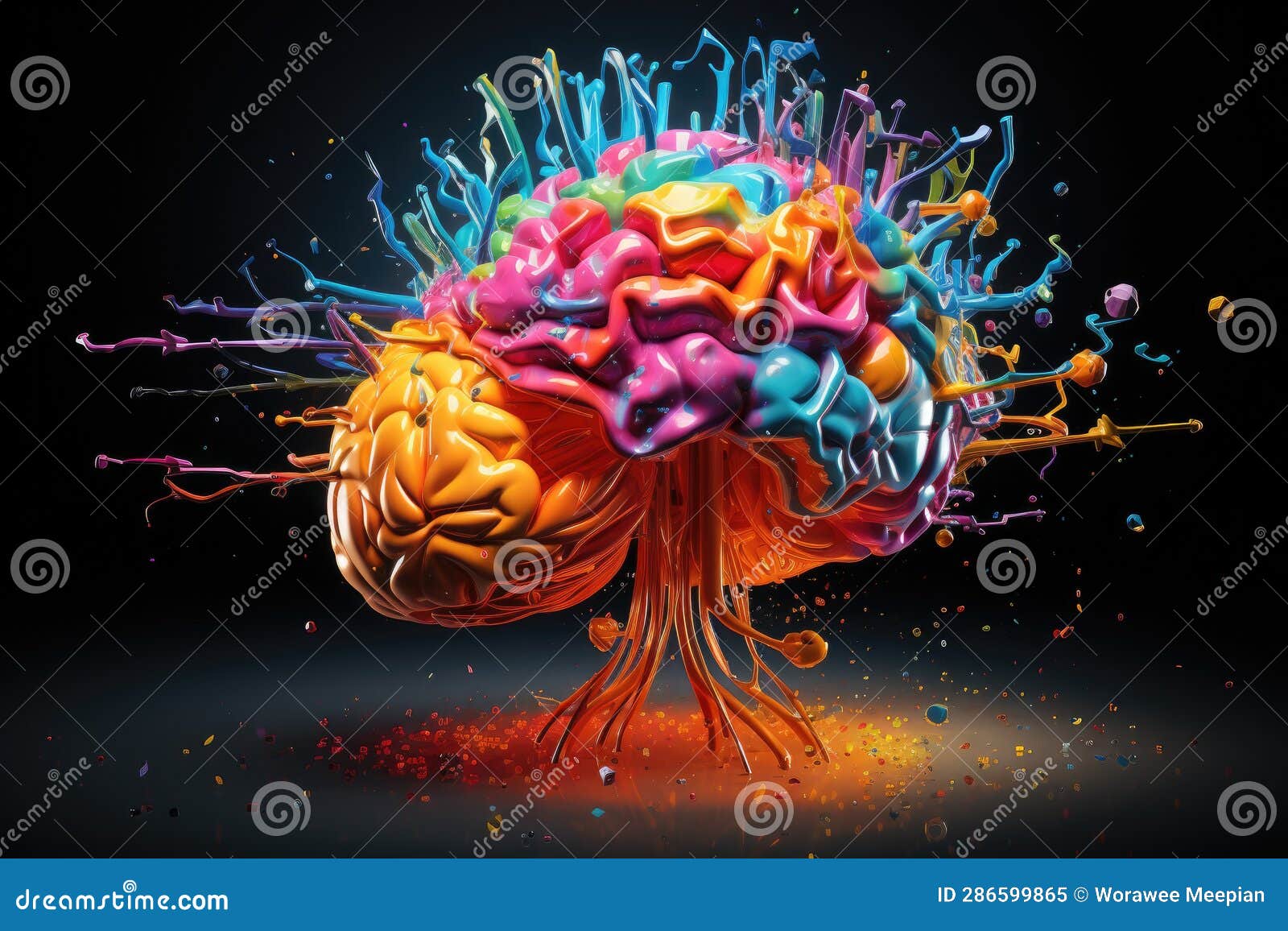Abstract Human Brain Full with Creativity Galaxy Background. Generative ...
