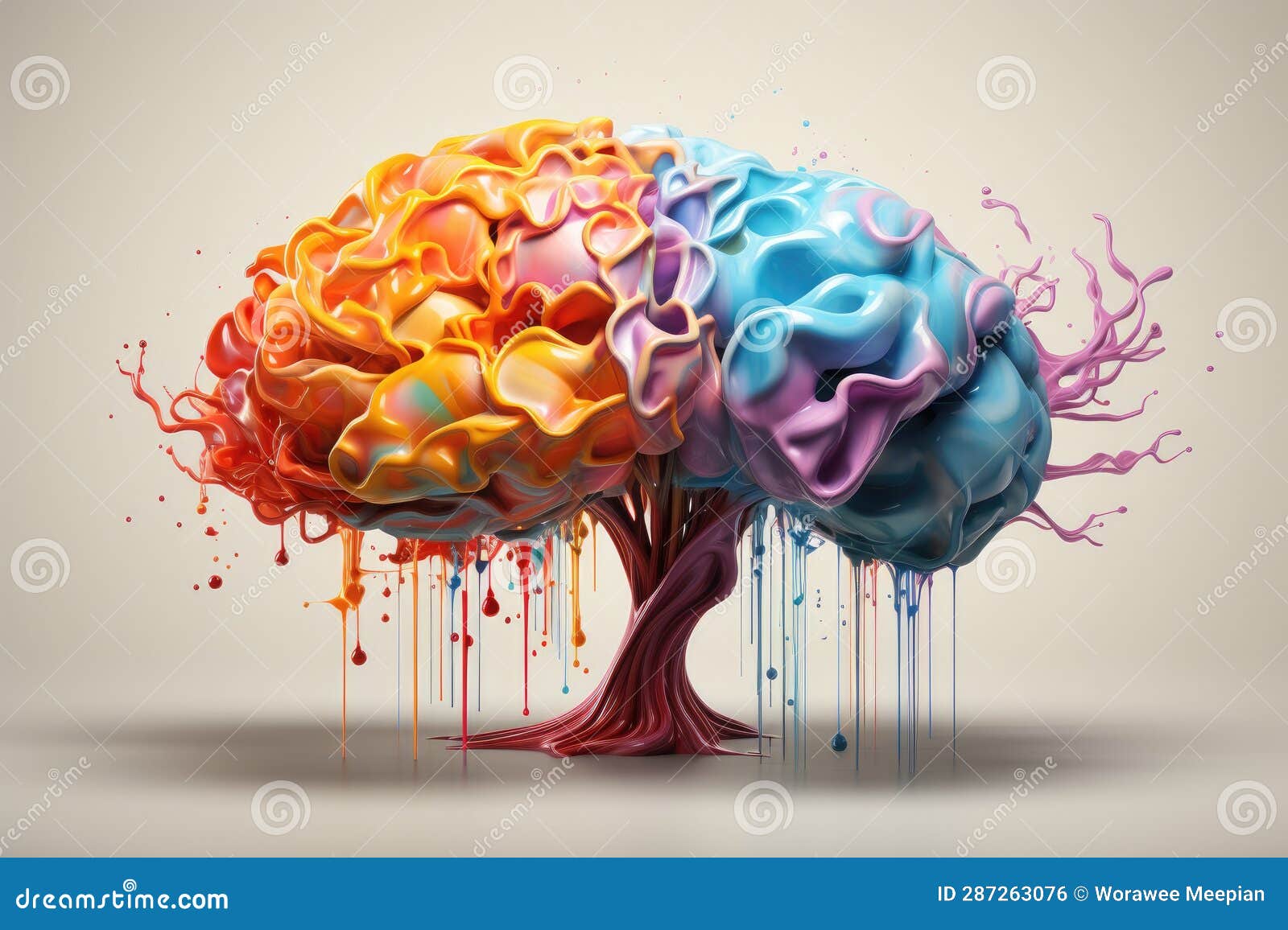 Abstract Human Brain Full with Creativity Galaxy Background. Generative ...