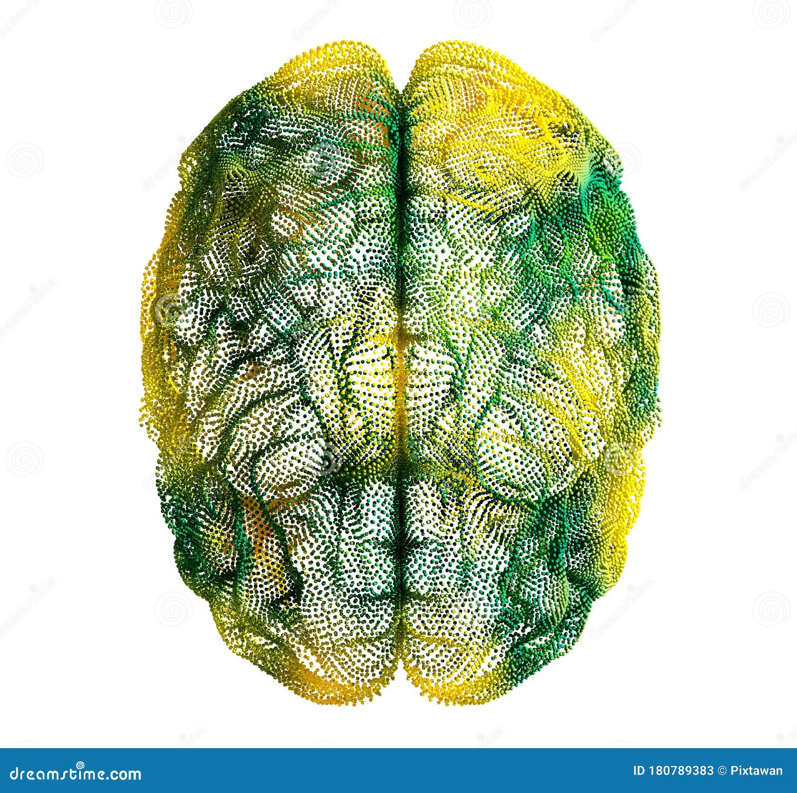 Abstract Human Brain Green Dots Stock Illustration - Illustration of ...