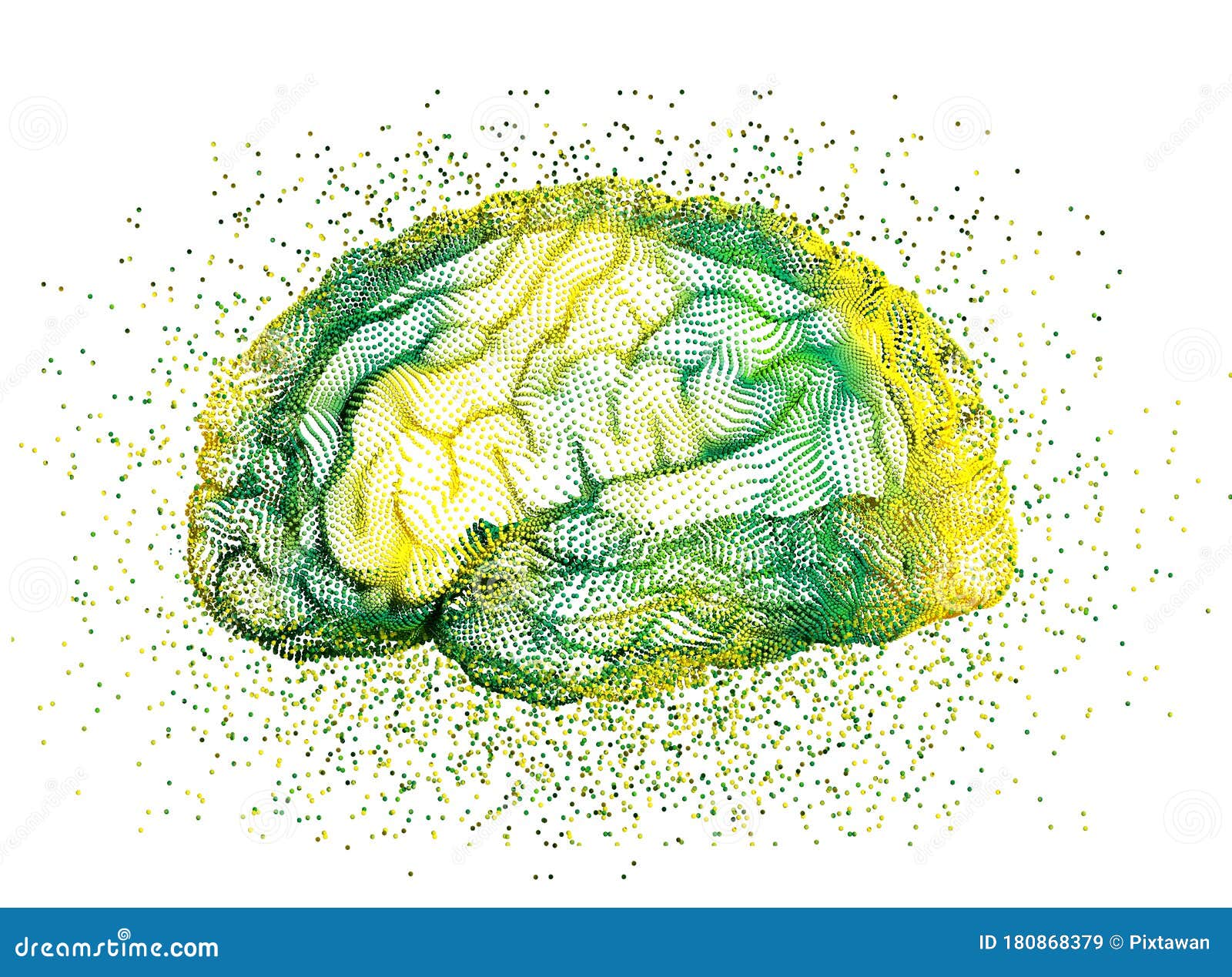 Abstract Human Brain Green Dots Stock Illustration - Illustration of ...