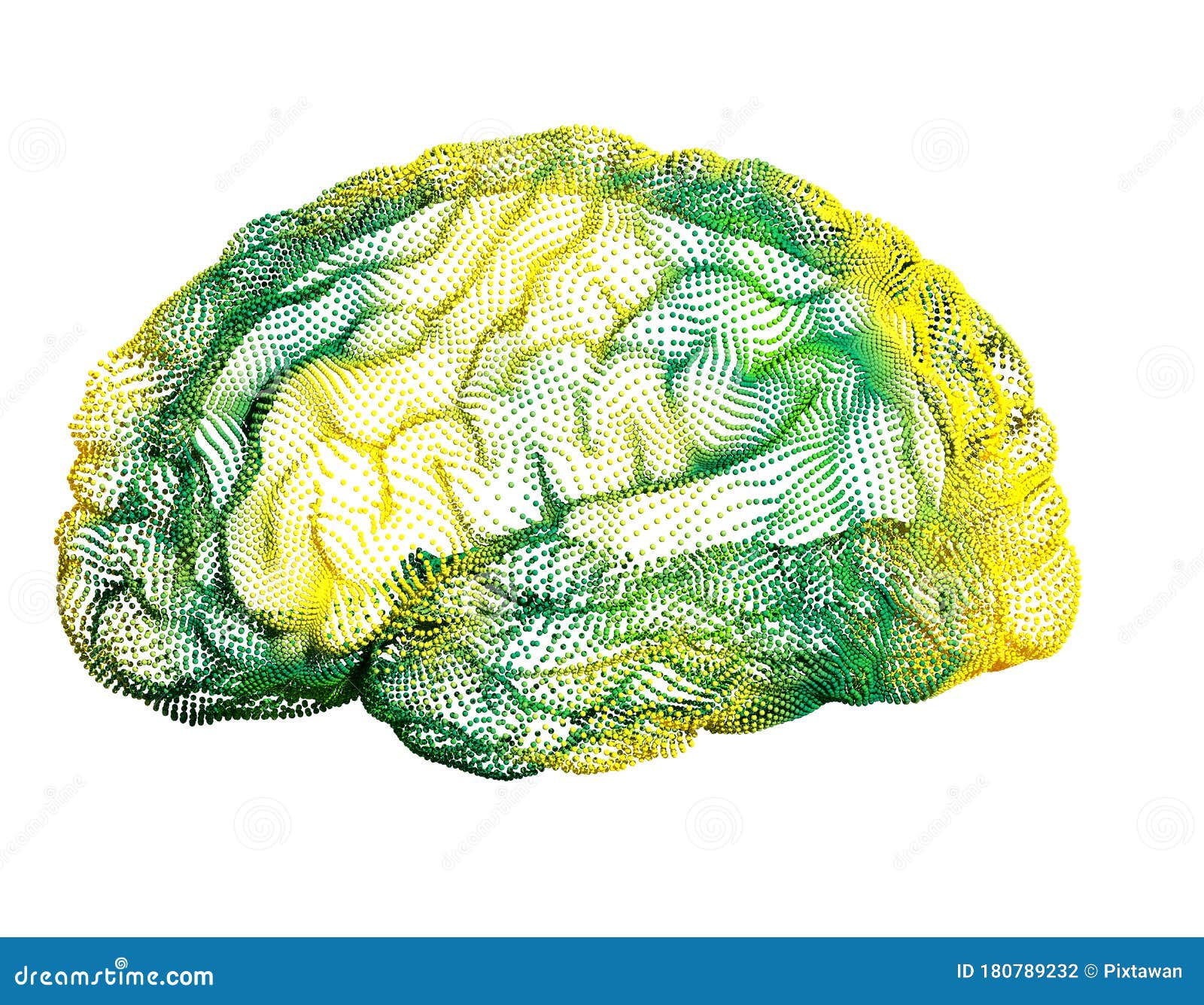 Abstract Human Brain Green Dots Stock Illustration - Illustration of ...