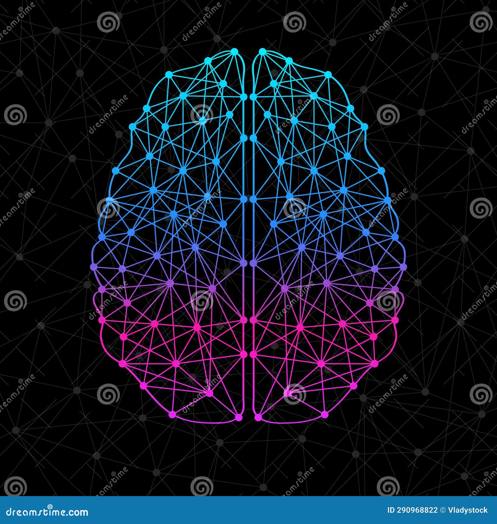 Abstract Human Brain of Lines and Dots, Polygonal Wireframe Stock ...