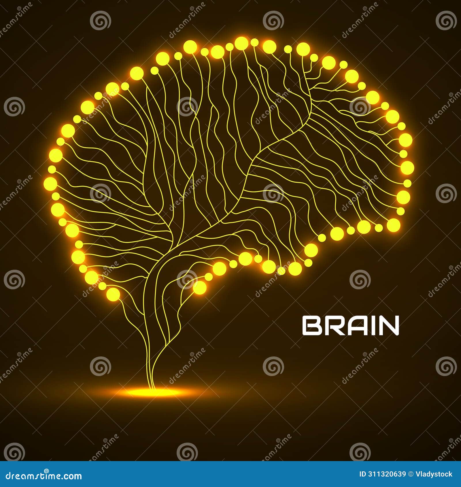 Abstract Human Brain of Lines and Glowing Circles Stock Vector ...