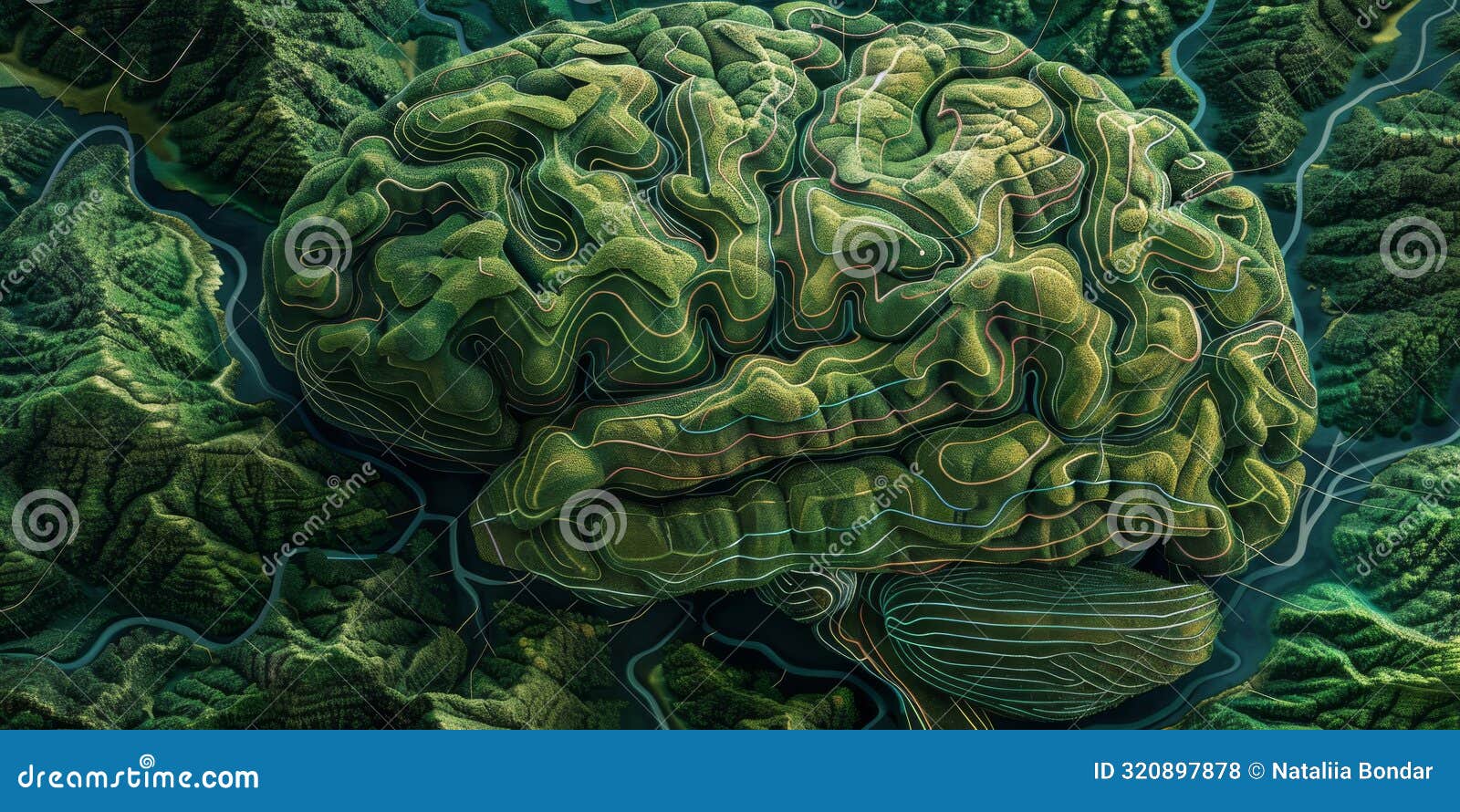 Abstract Human Brain Made of Forests, Combining Natural Elements with ...