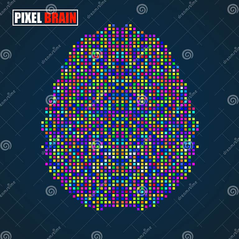Abstract Human Brain of Pixels Stock Vector - Illustration of ...