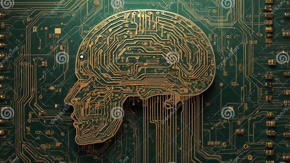 Abstract Human Brain Visual Made of Circuits Stock Illustration ...