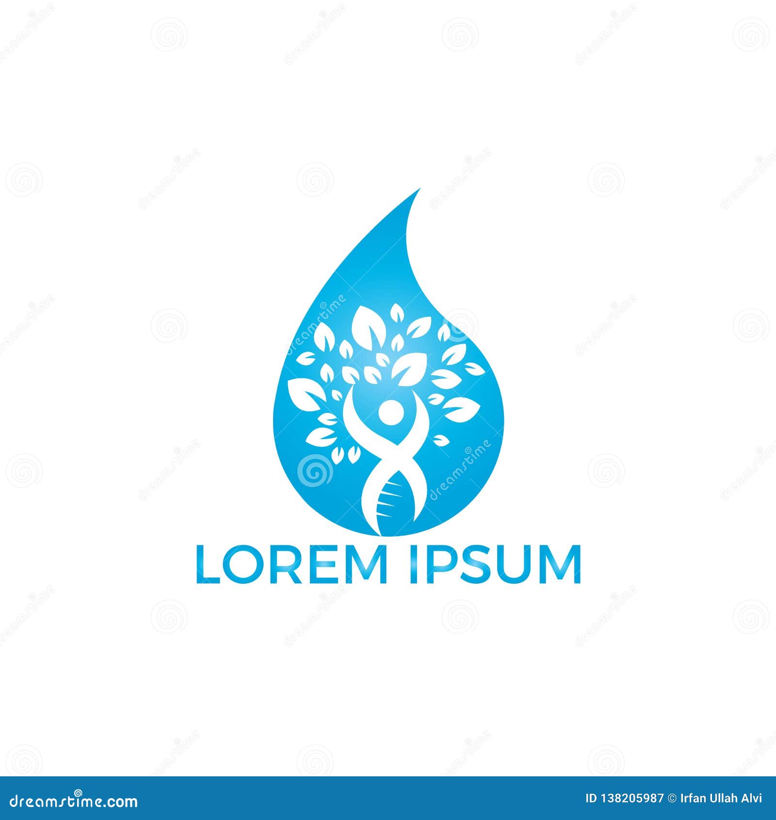 Water Drop and Human DNA Molecules Logo Design. Stock Vector ...