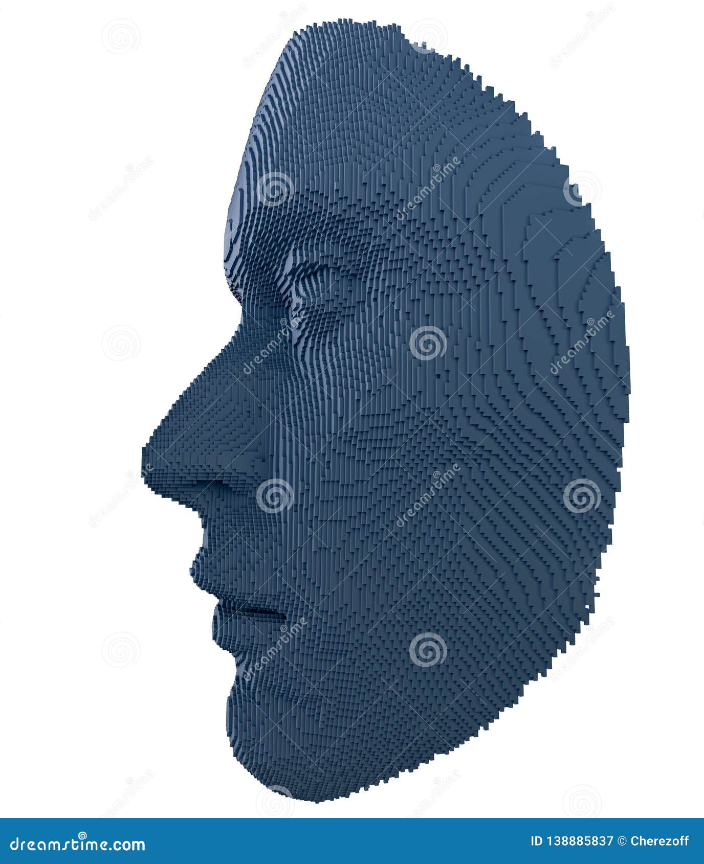 Abstract Human Face Constructing from Cubes Stock Illustration ...