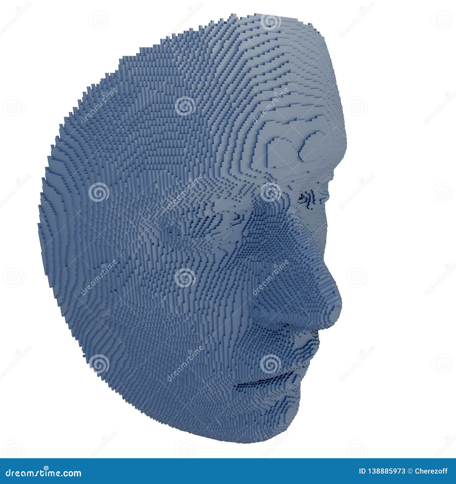 Abstract Human Face Constructing from Cubes Stock Illustration ...