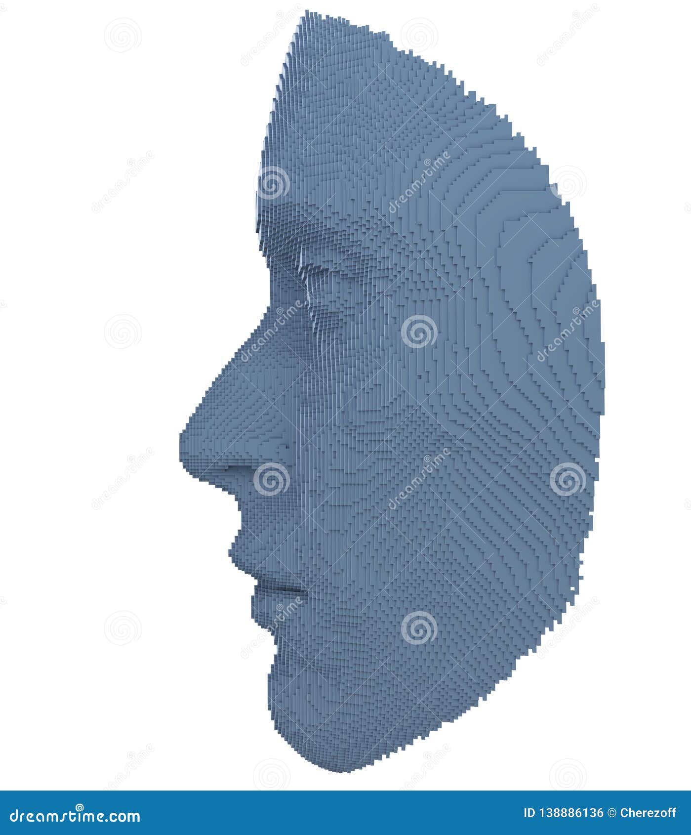 Abstract Human Face Constructing from Cubes Stock Illustration ...