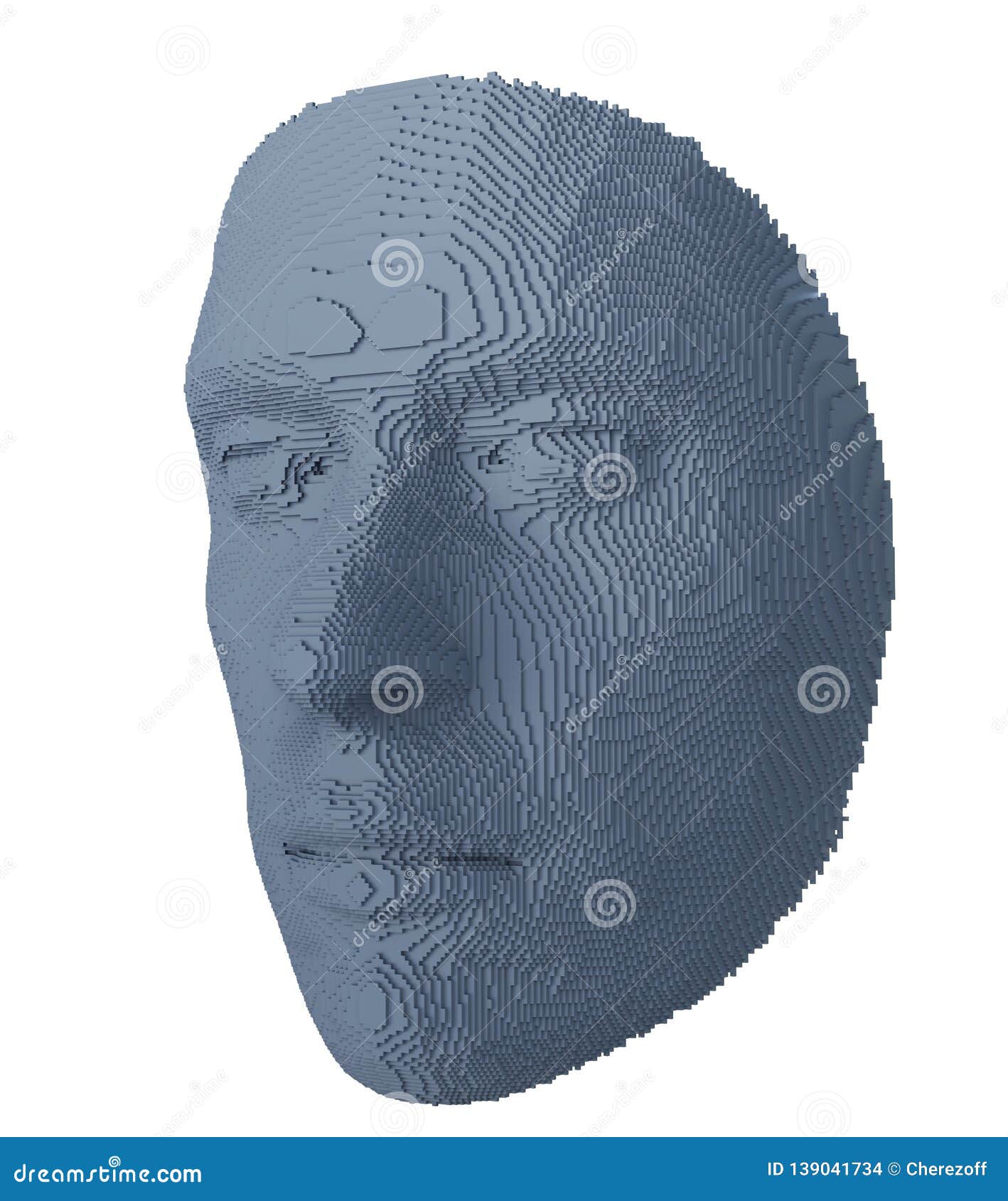 Abstract Human Face Constructing from Cubes Stock Illustration ...