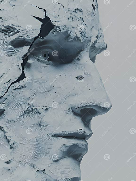 Abstract Human Face with Cracked Texture Stock Image - Image of ...
