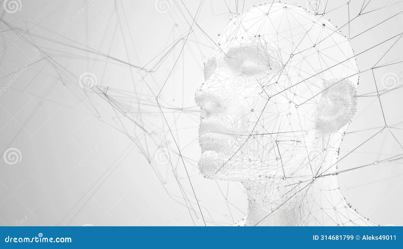 Abstract Human Face Made of Lines. Technological White Background ...