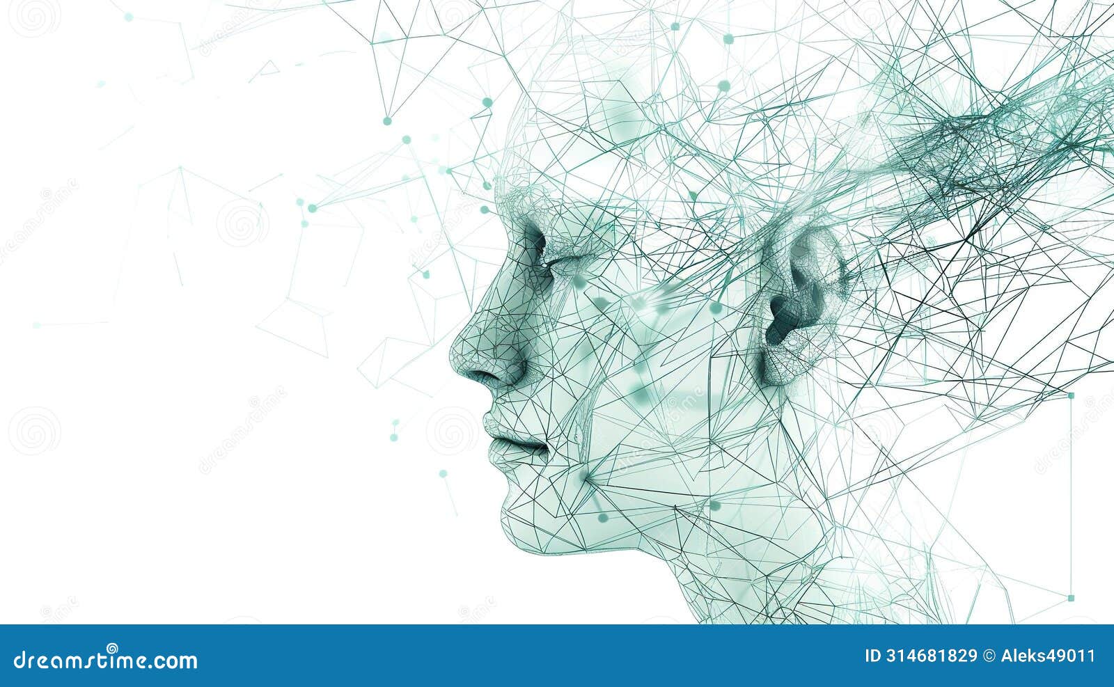 Abstract Human Face Made of Lines. Technological White Background ...