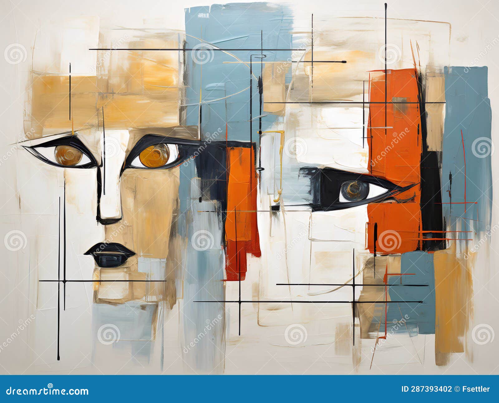 Abstract Human Face among Various Forms in a Minimalist Style. Stock ...