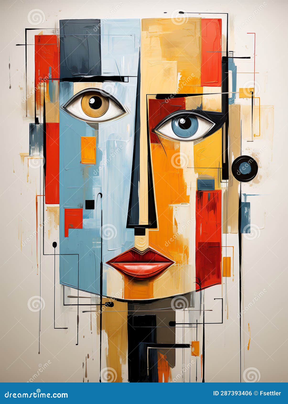 Abstract Human Face among Various Forms in a Minimalist Style. Stock ...