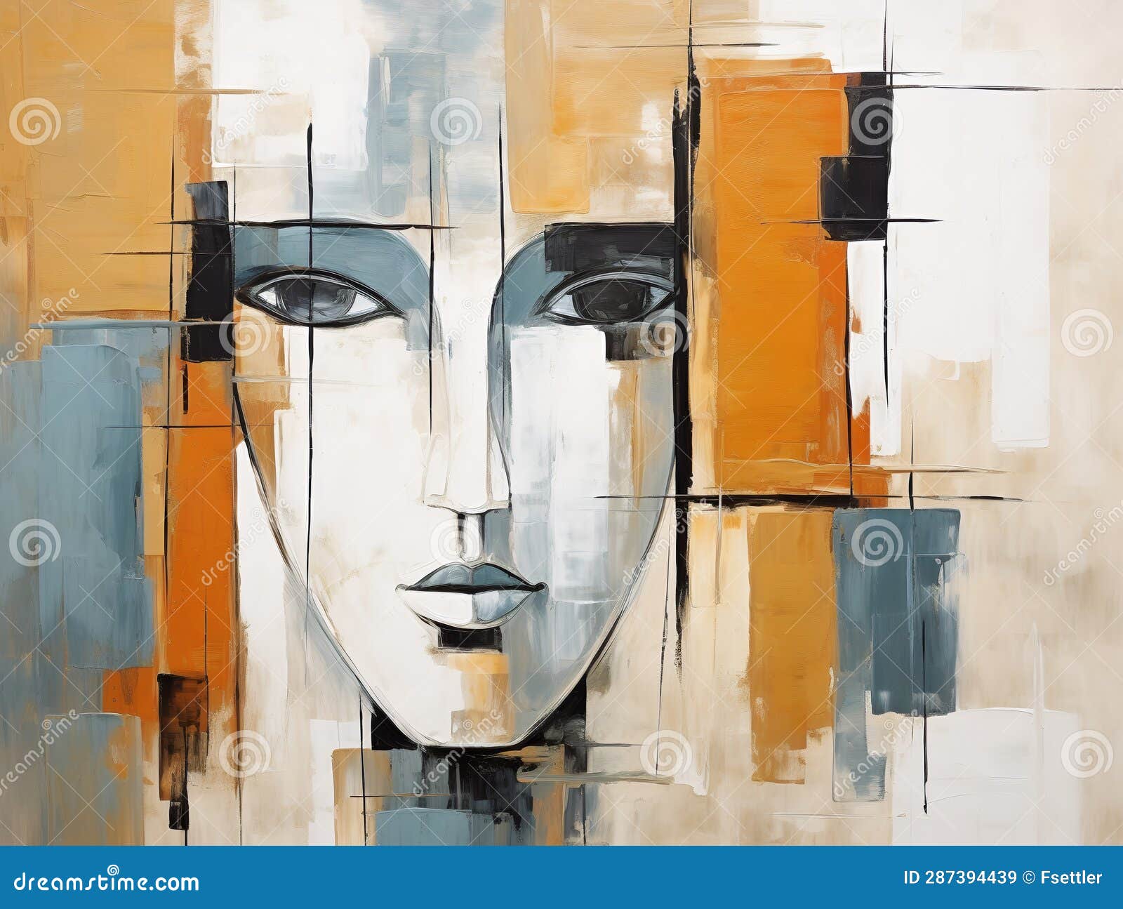 Abstract Human Face among Various Forms in a Minimalist Style. Stock ...