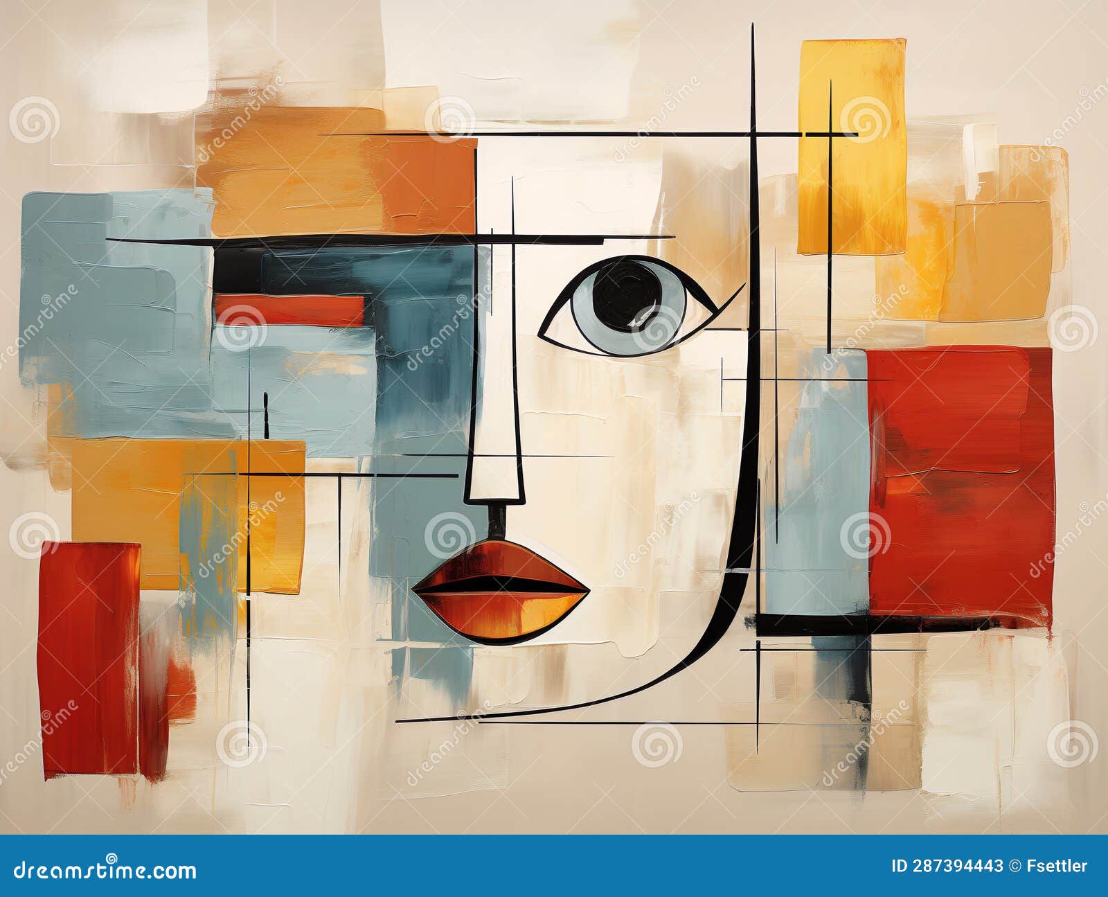 Abstract Human Face among Various Forms in a Minimalist Style. Stock ...