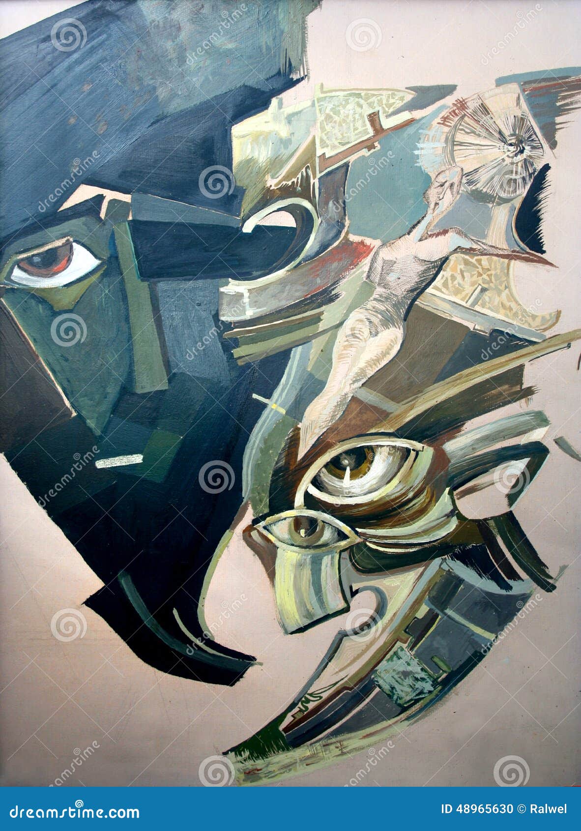 Abstract Human Faces. Original Painting,oil on Canvas Stock ...