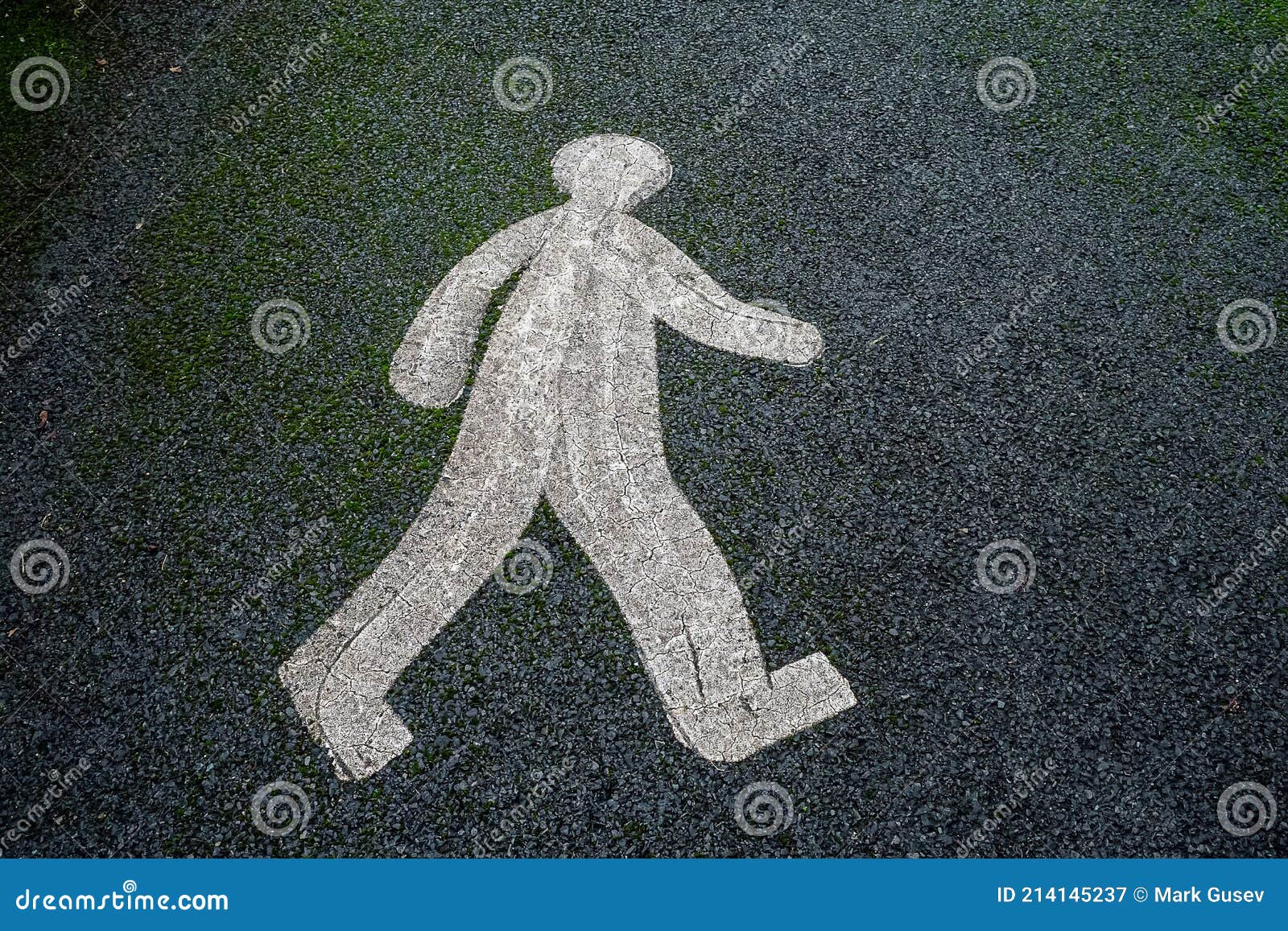 Abstract Human Figure on Asphalt Pathway. Walking Lane Concept Stock ...