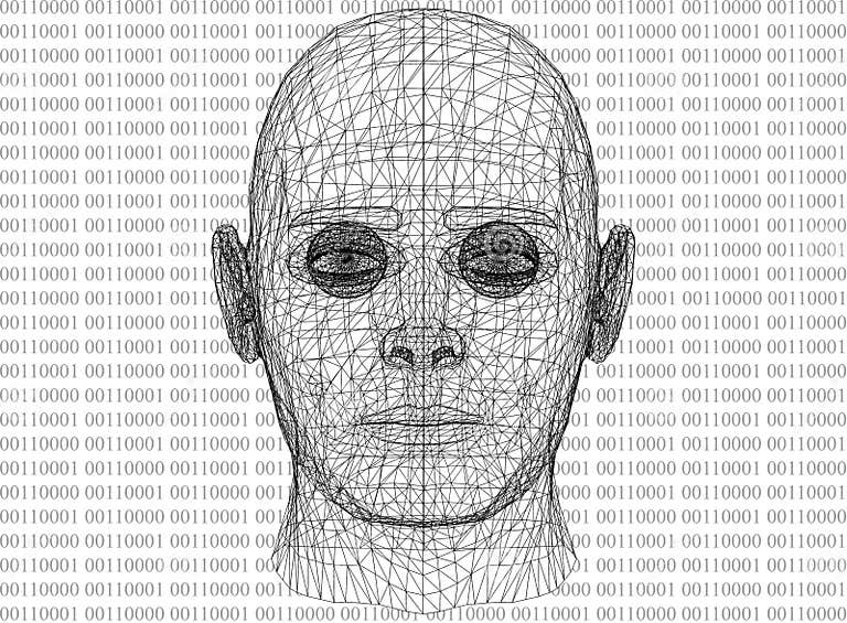 Abstract Human Head with Binary Code Stock Illustration - Illustration ...