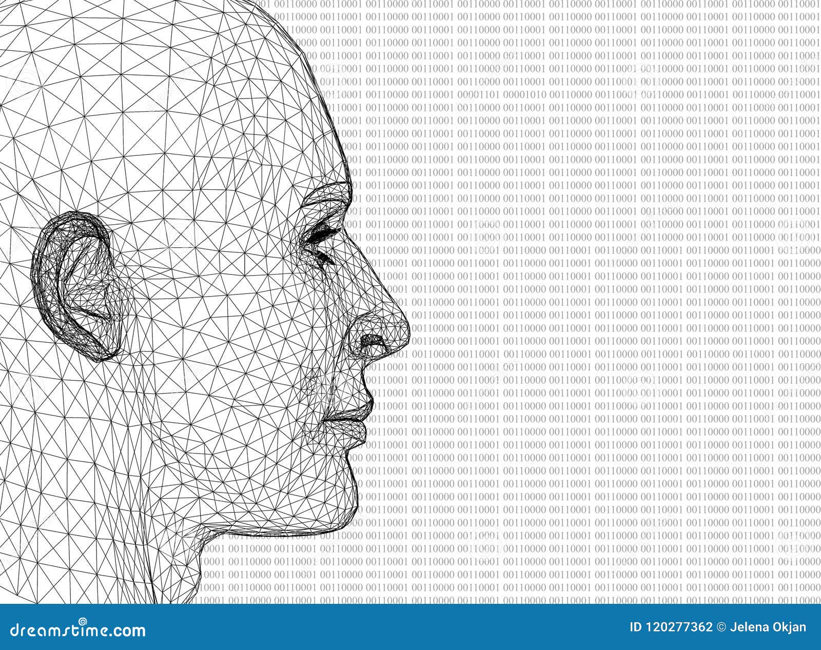 Abstract Human Head with Binary Code Stock Illustration - Illustration ...