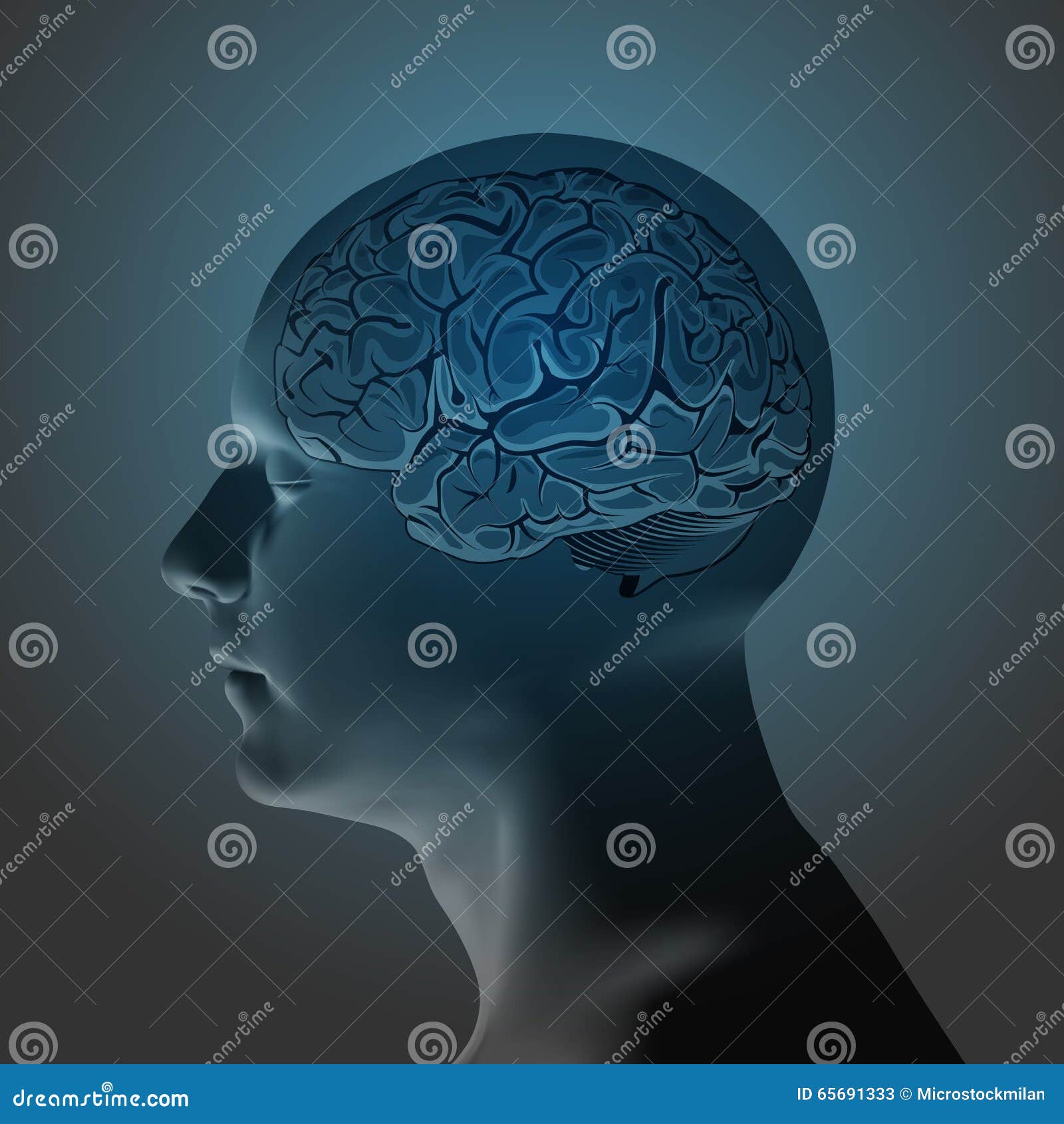Abstract Human Head with a Brain. Stock Vector - Illustration of ...