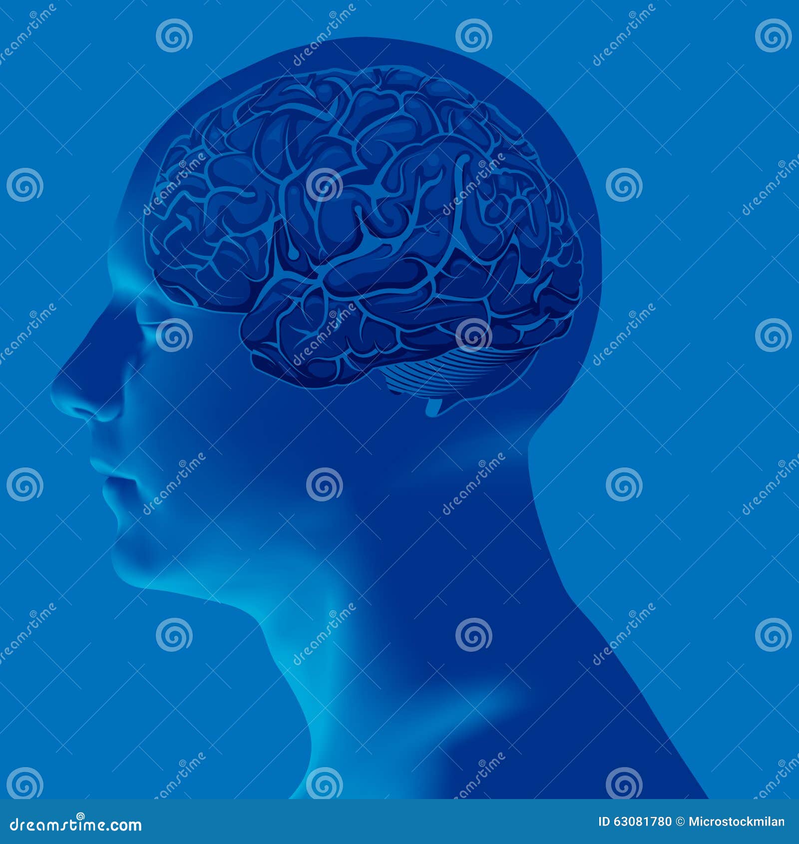 Abstract Human Head with a Brain. Vector Stock Vector - Illustration of ...