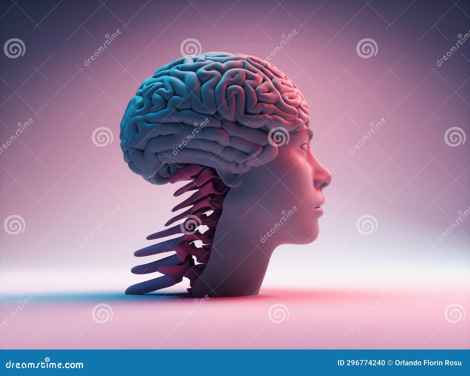 Abstract Human Head with Brain Visible. Artificial Intelligence and ...