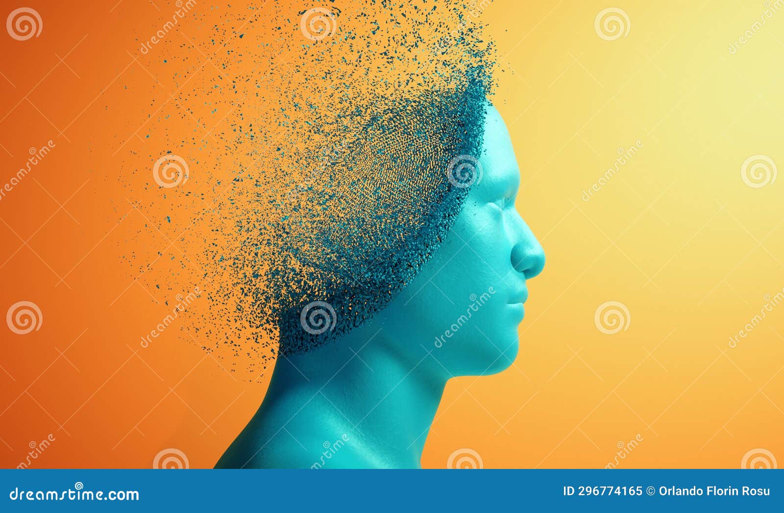 Abstract Human Head with Dispersion Effect Stock Illustration ...