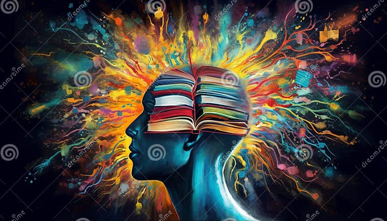 Abstract Human Head Exploding with Vibrant Colors Generated by AI Stock ...