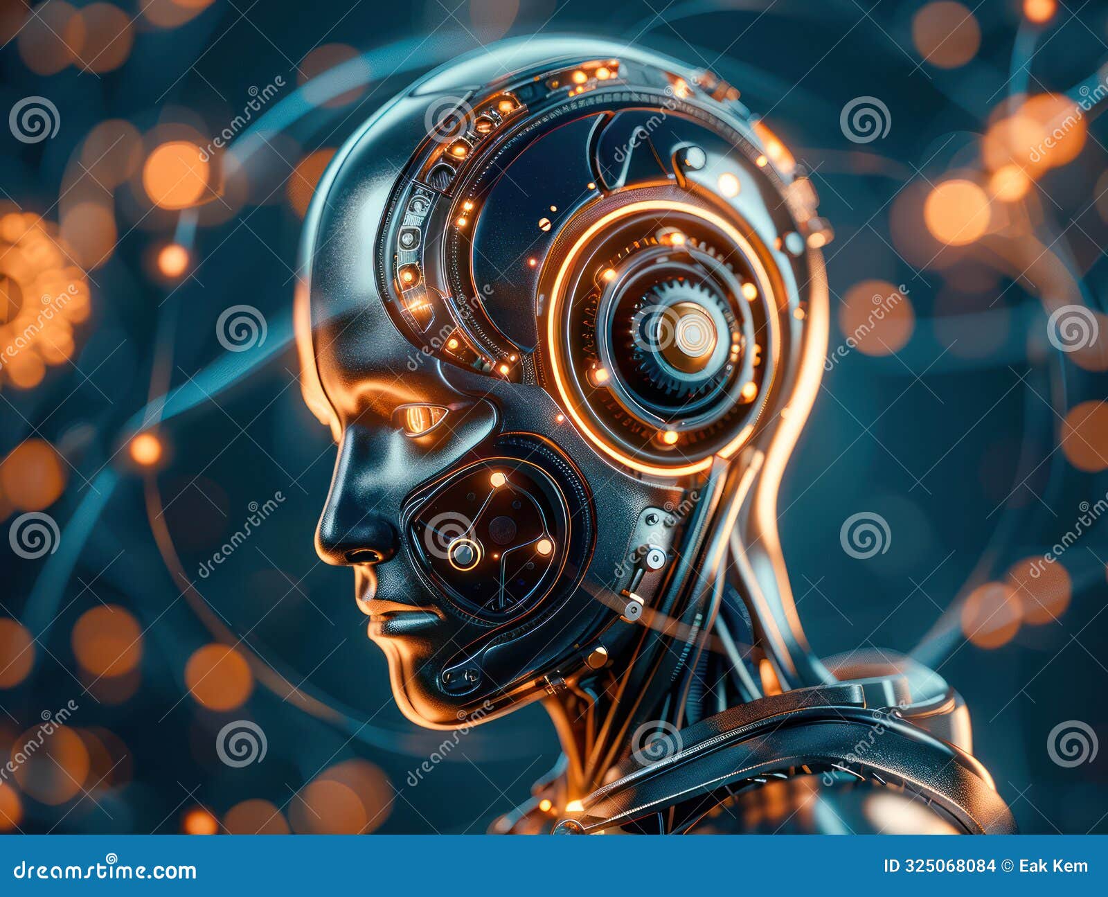 Abstract Human Head with Gears and Light a Visual Representation of ...