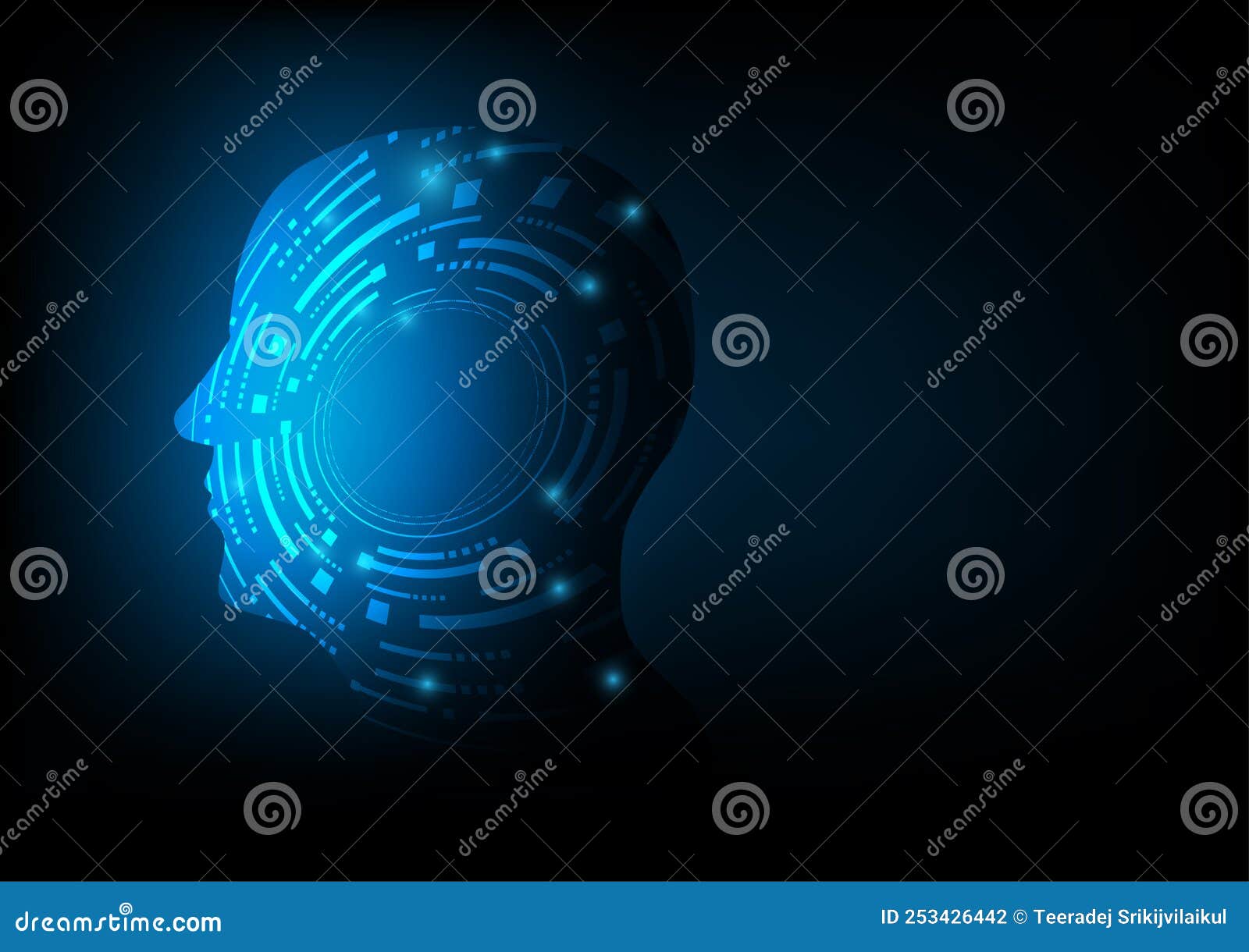 Abstract Human Head and Technology Background Stock Illustration ...