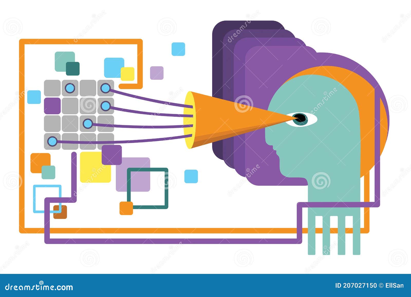 Abstract Human Head. Visual Information Concept. Modern Geometric ...