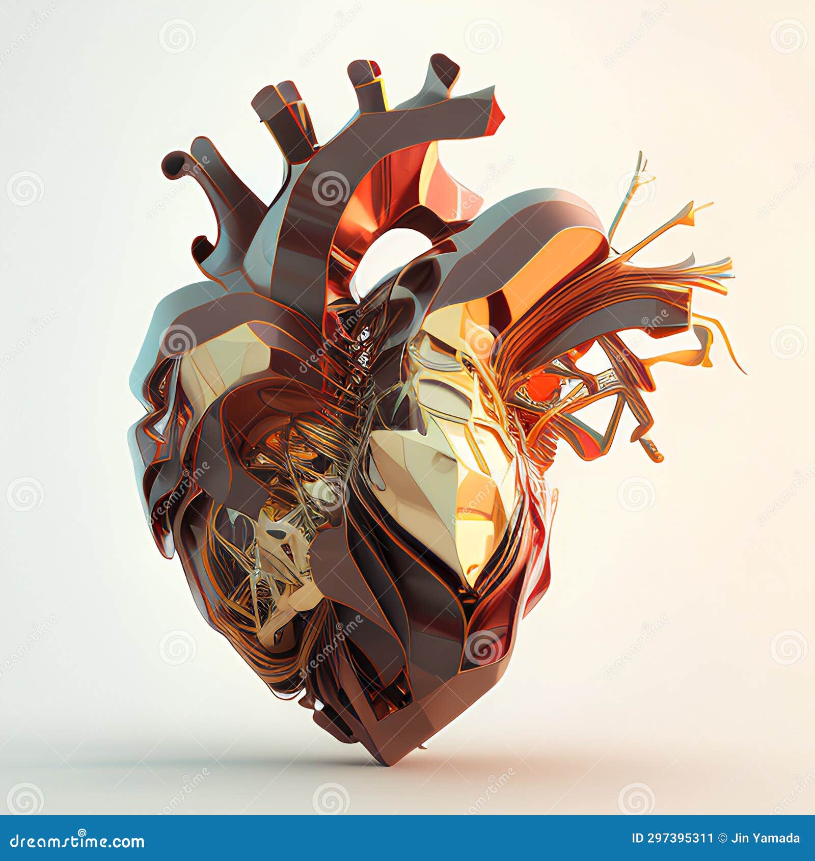 Abstract Human Heart on a White Background. 3d Rendering, 3d ...