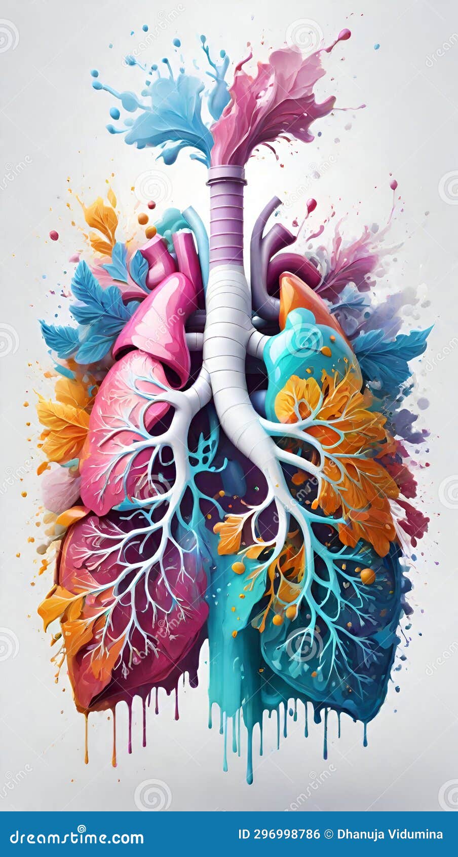 Abstract Human Lungs with Multicolored Polygon on White Background ...