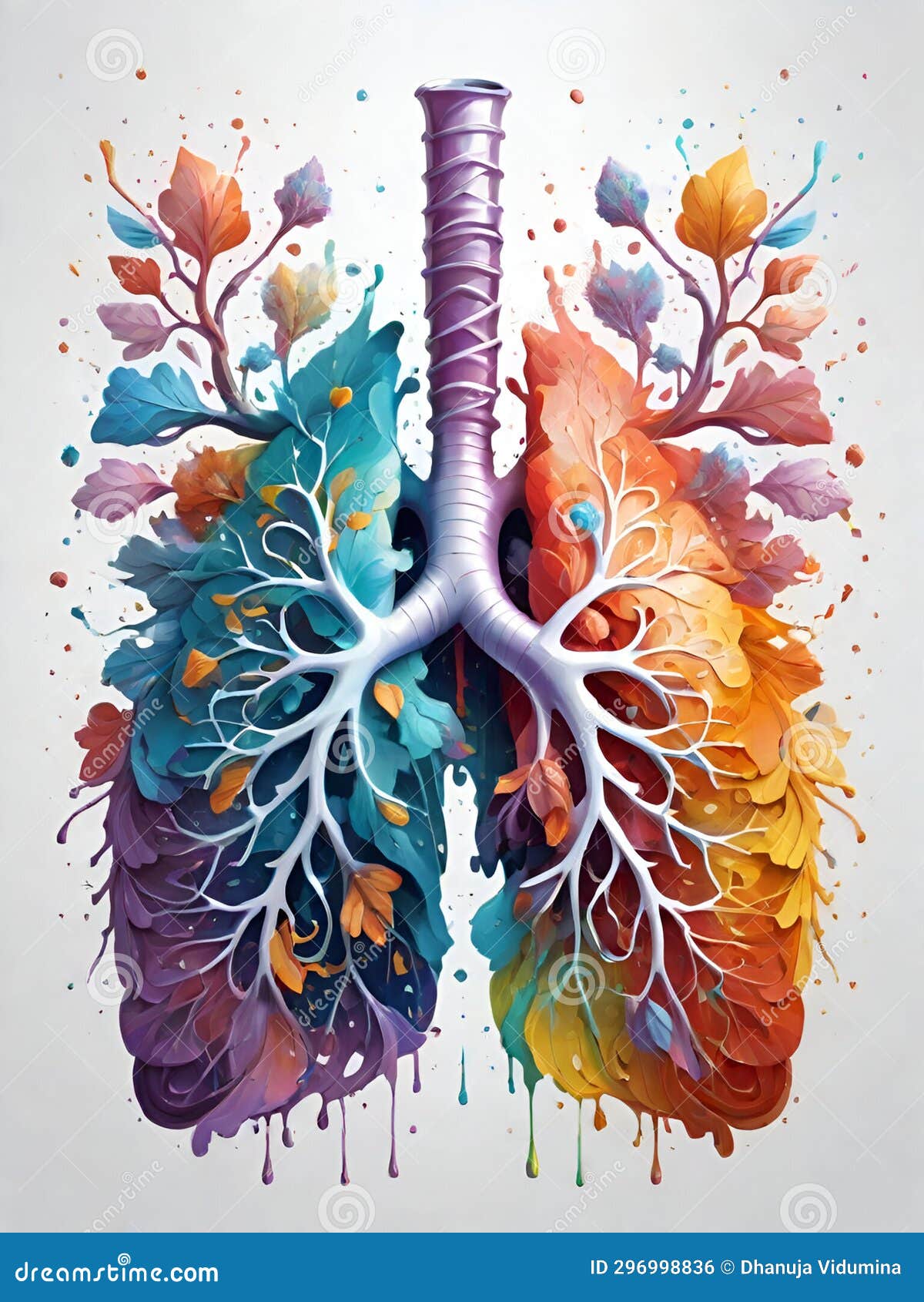 Abstract Human Lungs with Multicolored Polygon on White Background ...