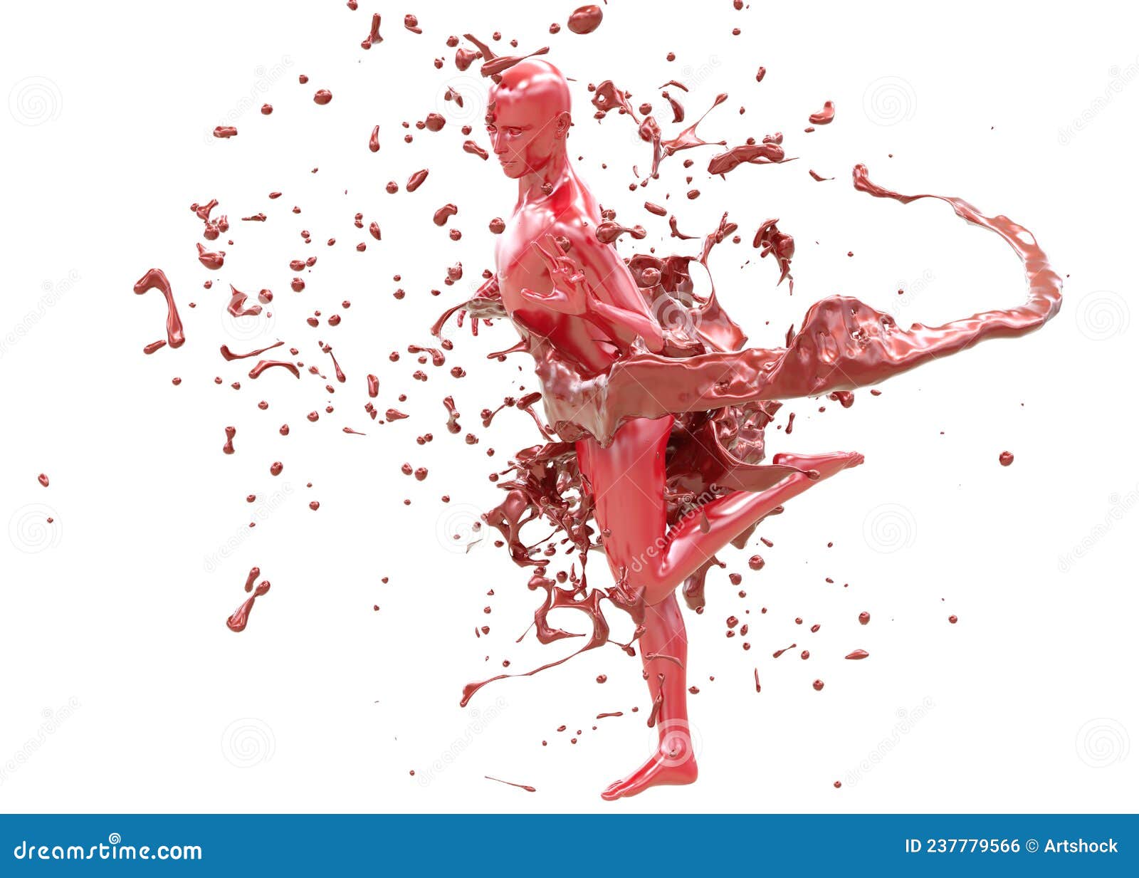 3D Red paint splash human stock illustration. Illustration of biology ...