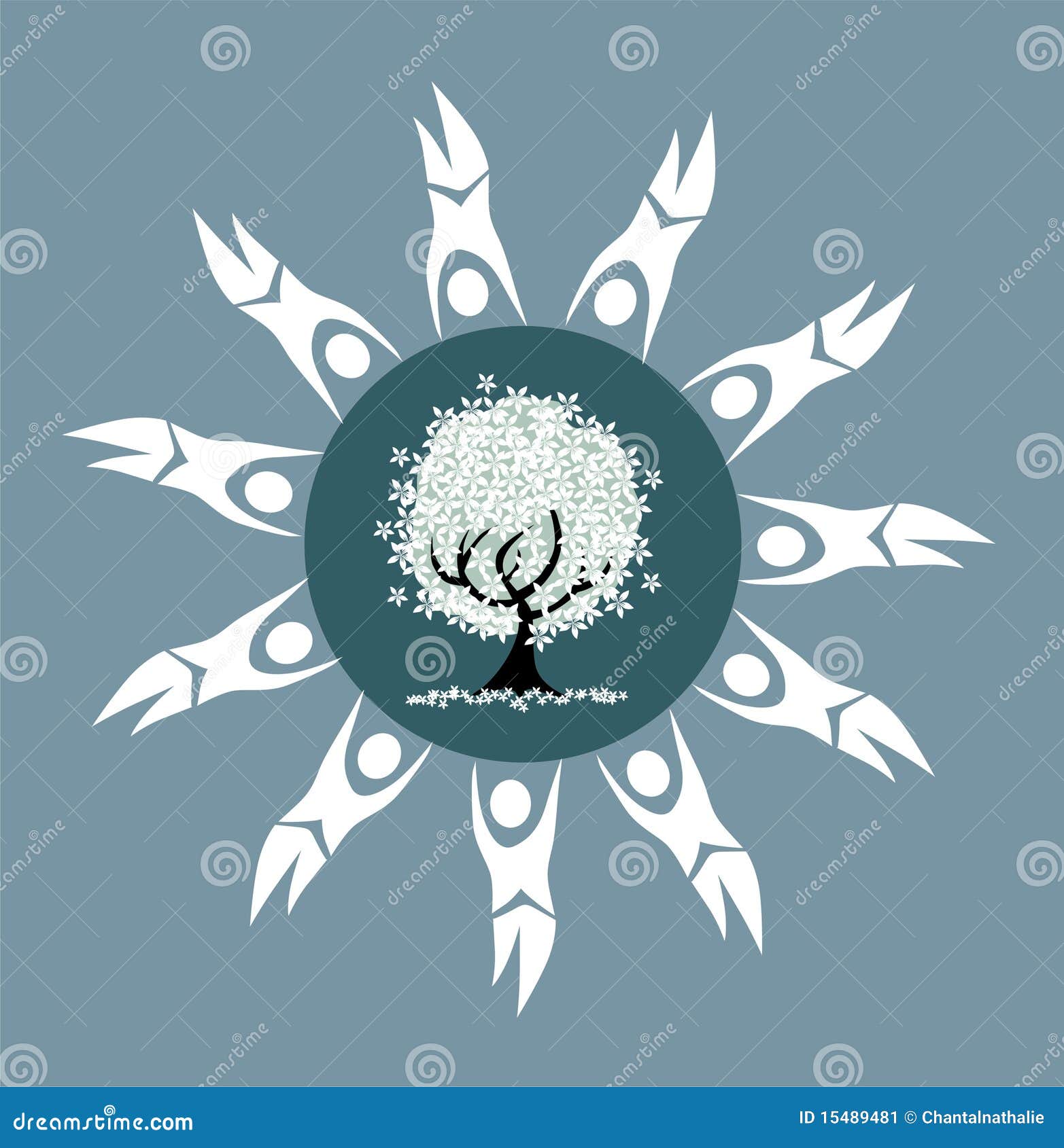 Abstract Human Silhouettes Caring Tree Stock Vector - Illustration of ...
