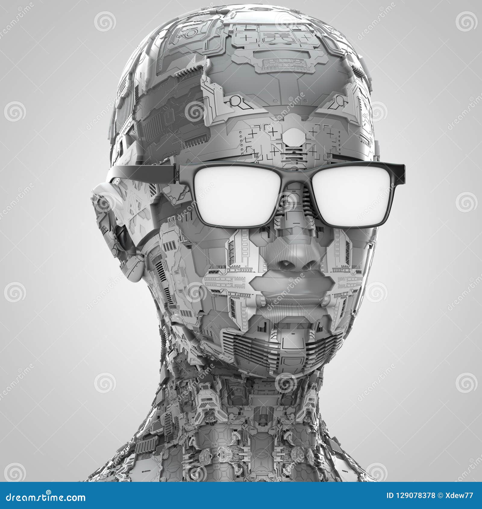 Abstract Humanoid Head in Side View Stock Illustration - Illustration ...
