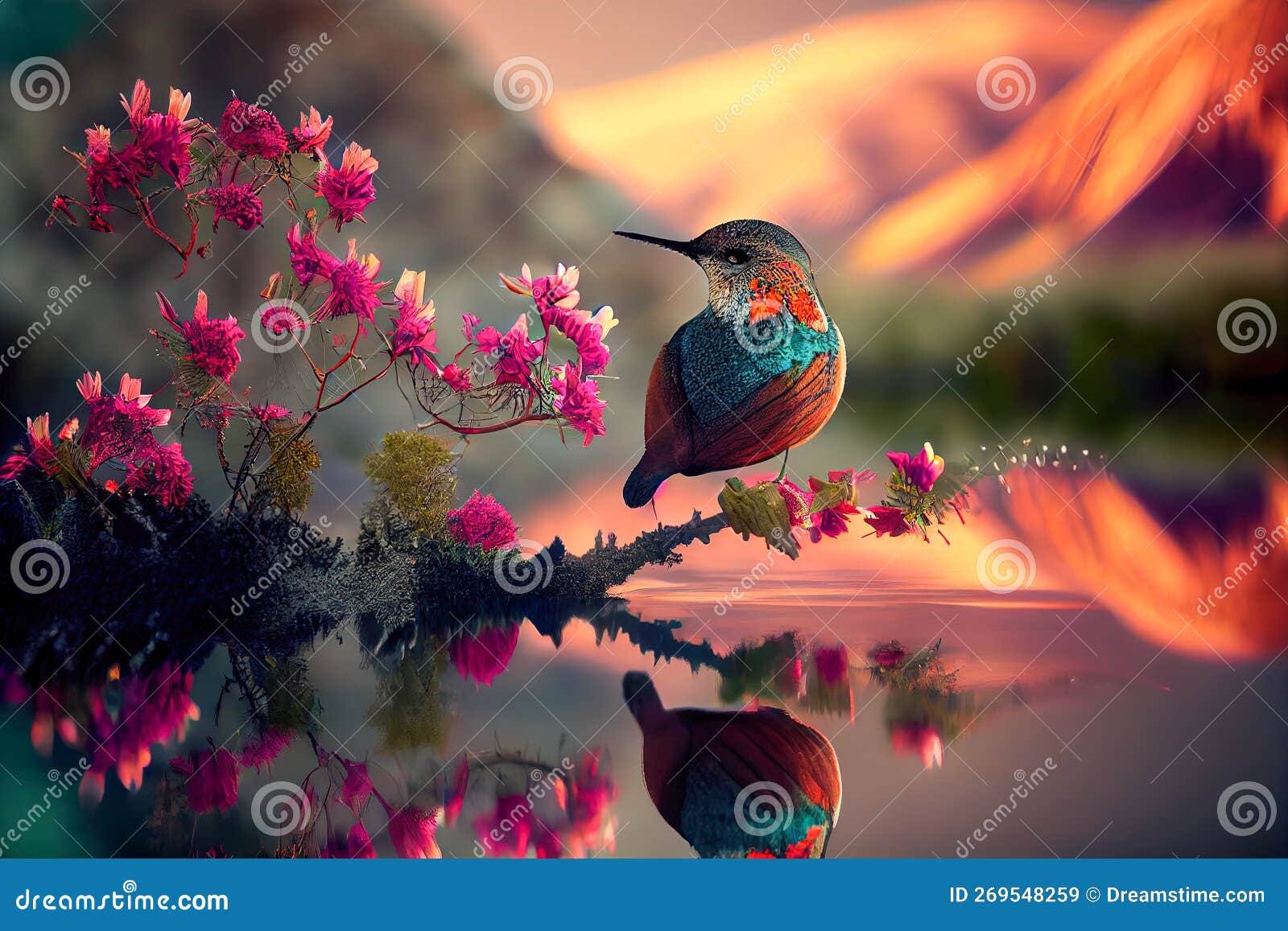 Abstract Hummingbird Close-up. Generative AI Stock Illustration ...