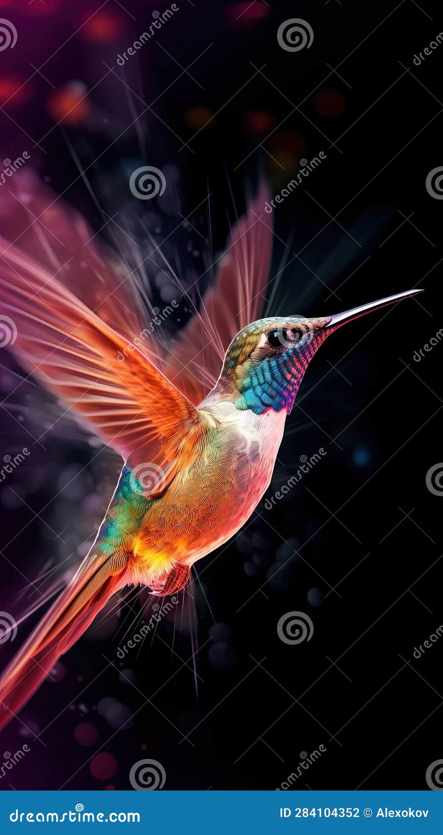 Abstract Hummingbird on Dark Background. Stock Illustration ...