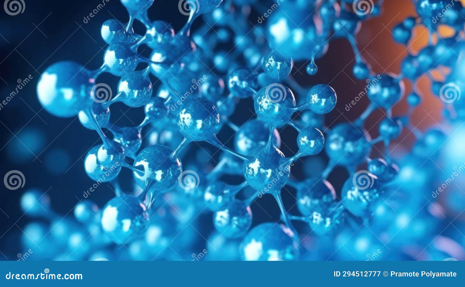 Abstract of Hyaluronic Acid Molecules. Hydrated Chemicals, Molecular ...