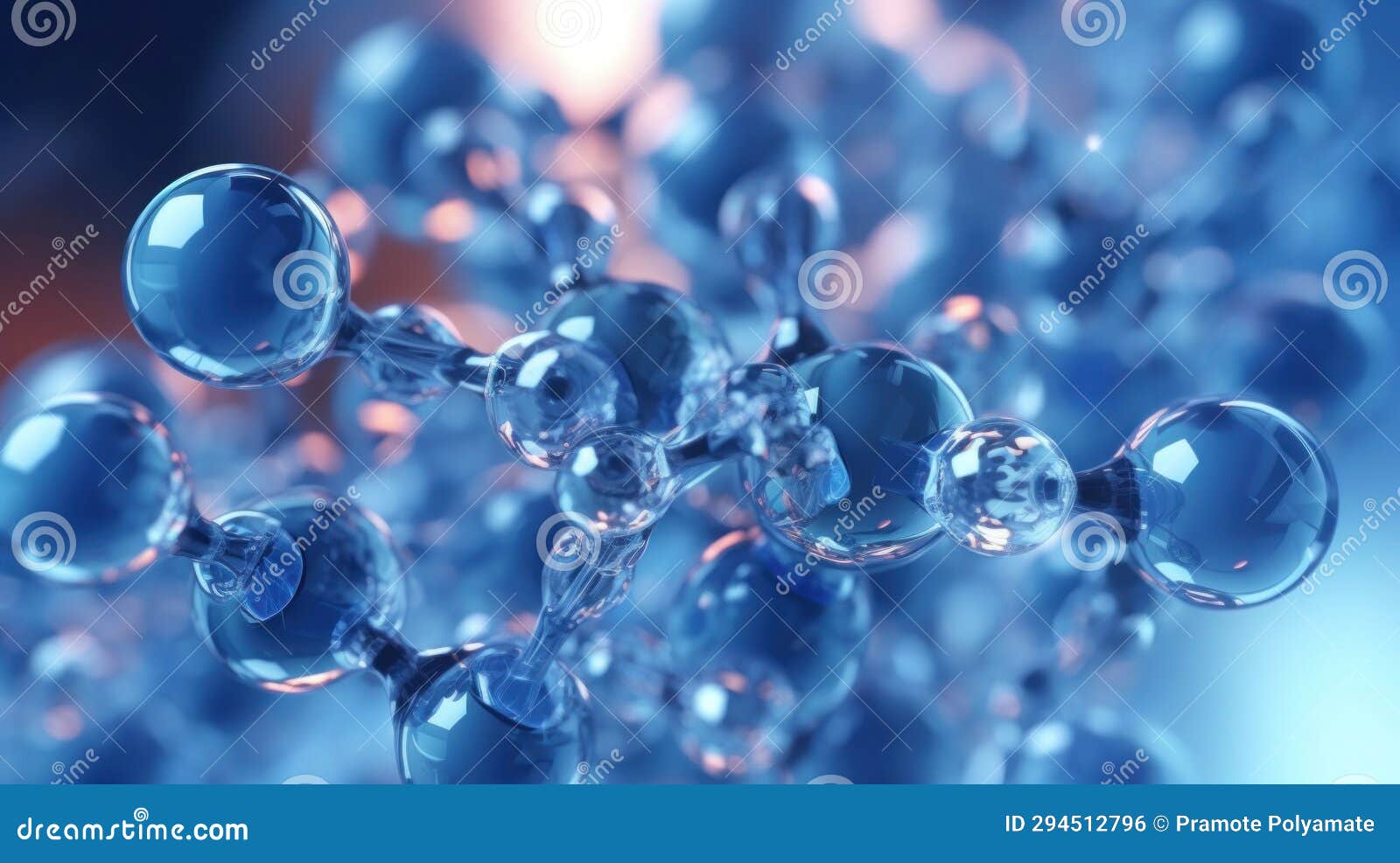 Abstract of Hyaluronic Acid Molecules. Hydrated Chemicals, Molecular ...