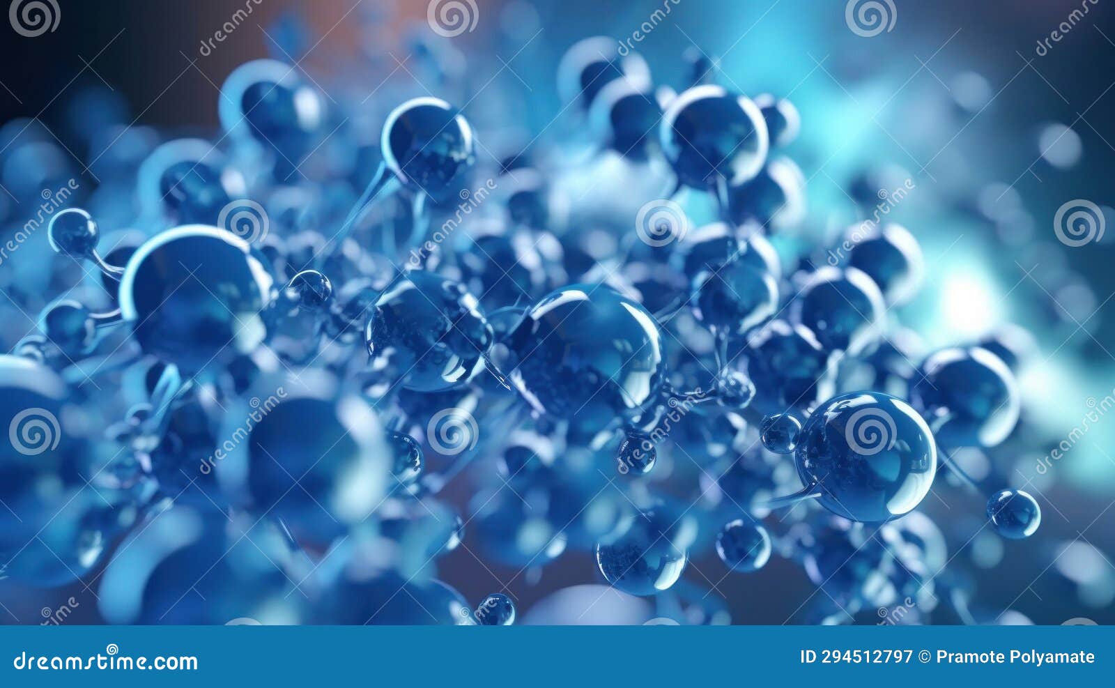 Abstract of Hyaluronic Acid Molecules. Hydrated Chemicals, Molecular ...