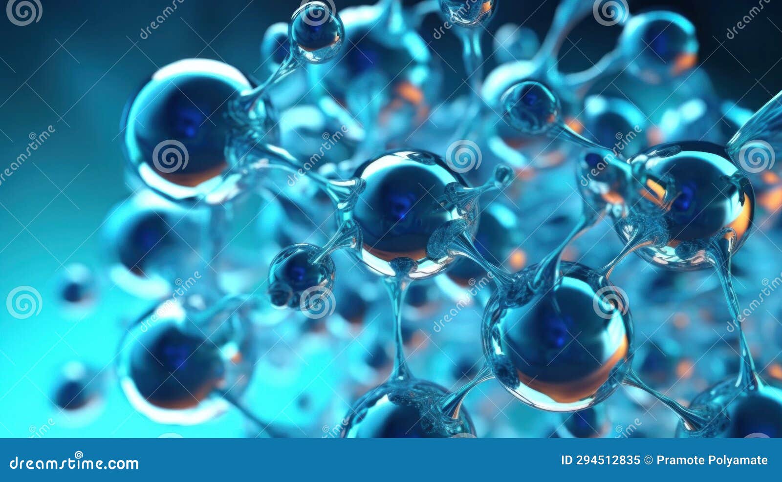 Abstract of Hyaluronic Acid Molecules. Hydrated Chemicals, Molecular ...
