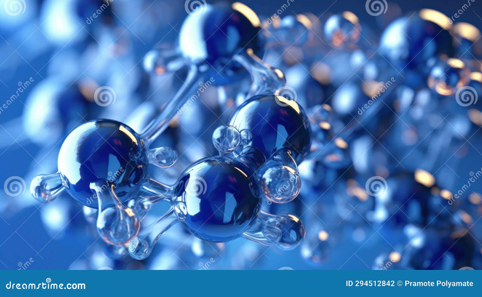 Abstract Of Hyaluronic Acid Molecules. Hydrated Chemicals, Molecular ...