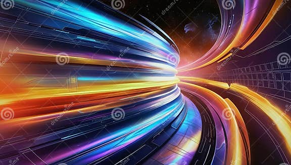 Abstract Hyperdrive 3D Motion Blur Background Stock Illustration ...