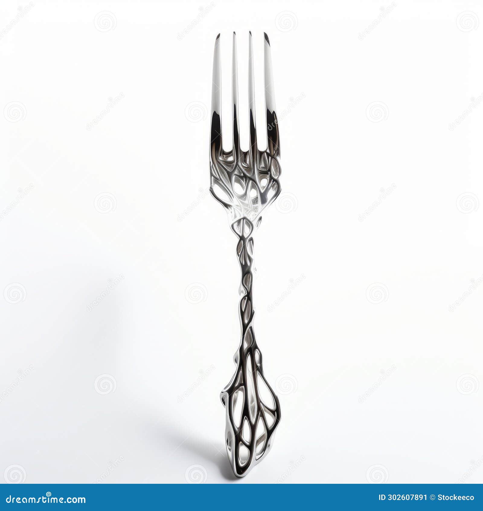 Abstract Hyperrealism: a Detailed Silver Fork with Twisted Characters ...