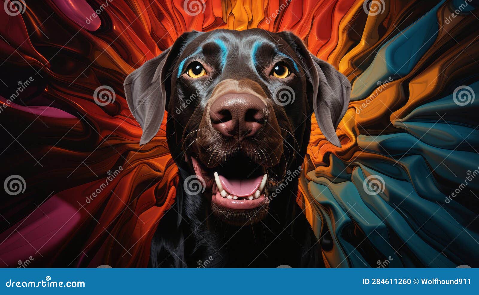 Abstract Hypnotic Illusion of Dogs. AI Generated Stock Illustration ...